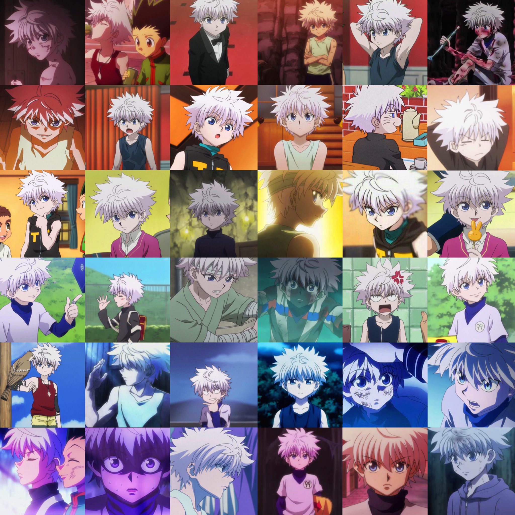 Download Cute Killua Collage Over Blue Aesthetic Wallpaper, 47% OFF