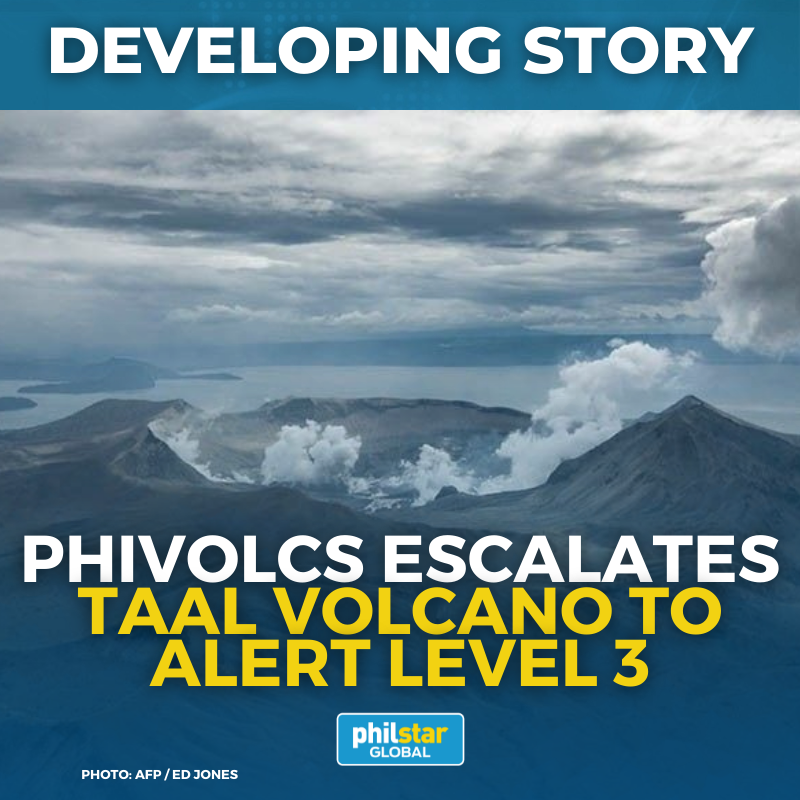 Philstar.com on Twitter: "DEVELOPING: Phivolcs escalated the alert level over Taal Volcano on ...