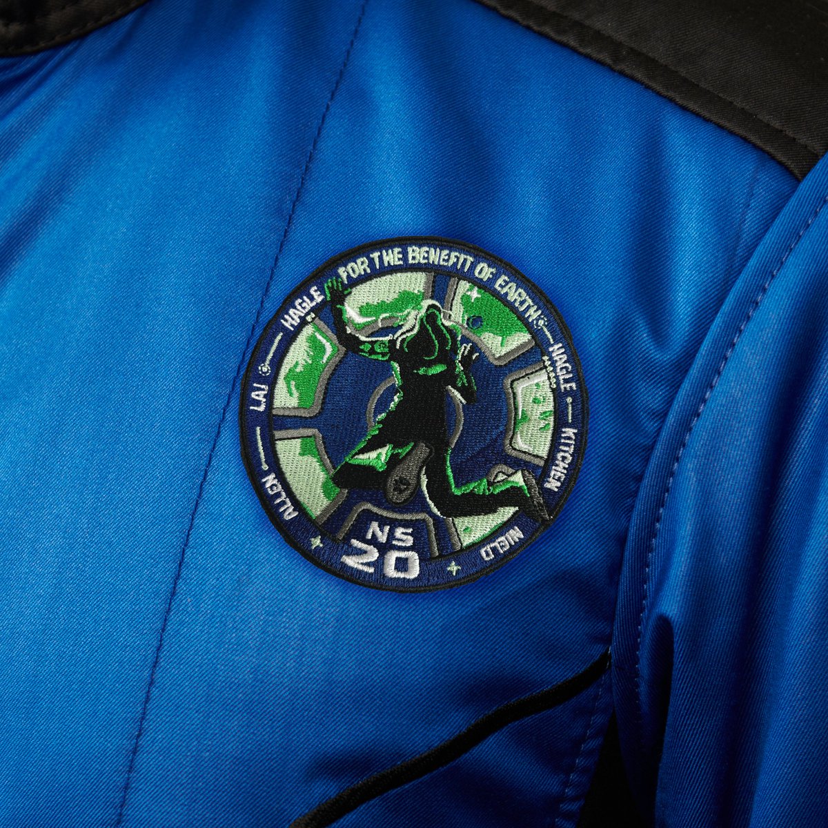 The #NS20 mission patch features unique elements representing each of ...