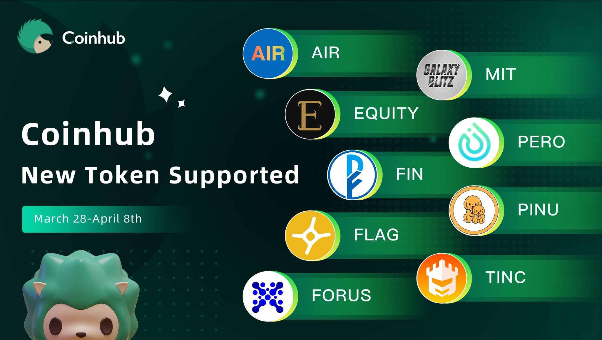 Coinhub Wallet on Twitter: "Mar 28-Apr 8: A list that all new #tokens supported on #Coinhub ...