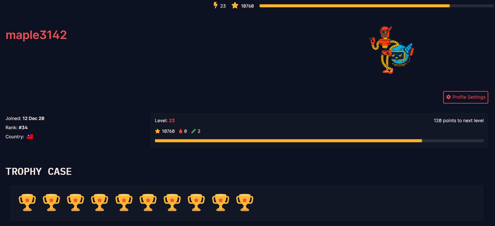 maple3142 on Twitter: "Finally cleared CryptoHack!!! Somehow managed to solved the three 250 ...