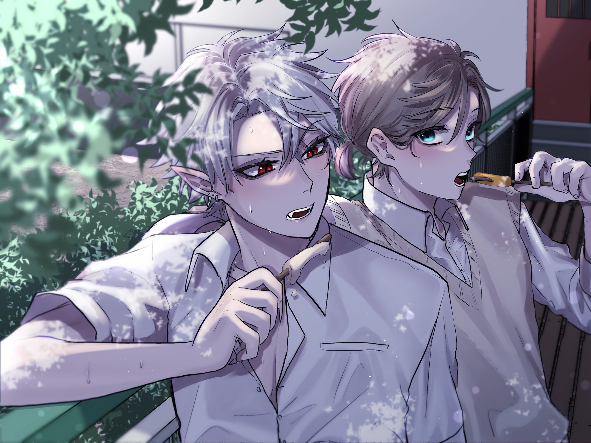 Y on Twitter: "#2434学パロ企画 #KuzuArt #かな絵 #くろのあとりえ ｢あっちぃな〜…｣ ｢葛葉、アイス溶けてる｣ https://t.co/HhmkXMHbAa ...