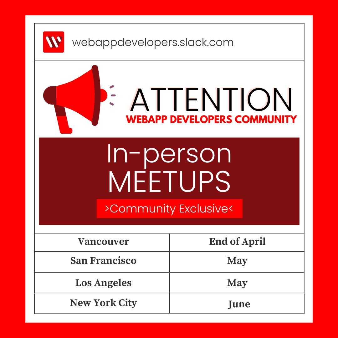 webapp.io on Twitter: "📢 Exclusive in-person and virtual meetups where we hang out and share war ...