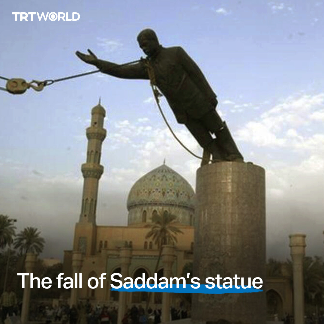 Saddam Hussein Statue Falling