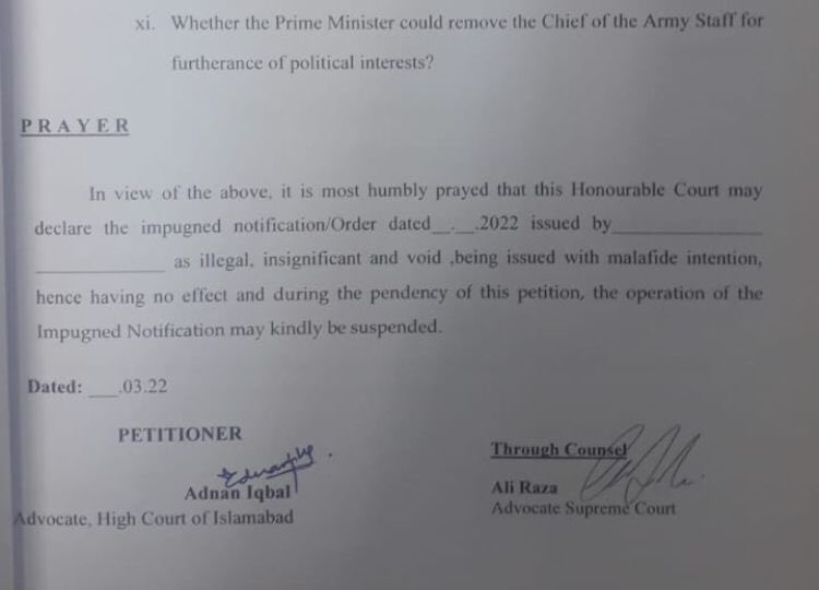 Aditya Raj Kaul on Twitter: "Has Imran Khan sacked Bajwa? The Petition in the Islamabad High ...