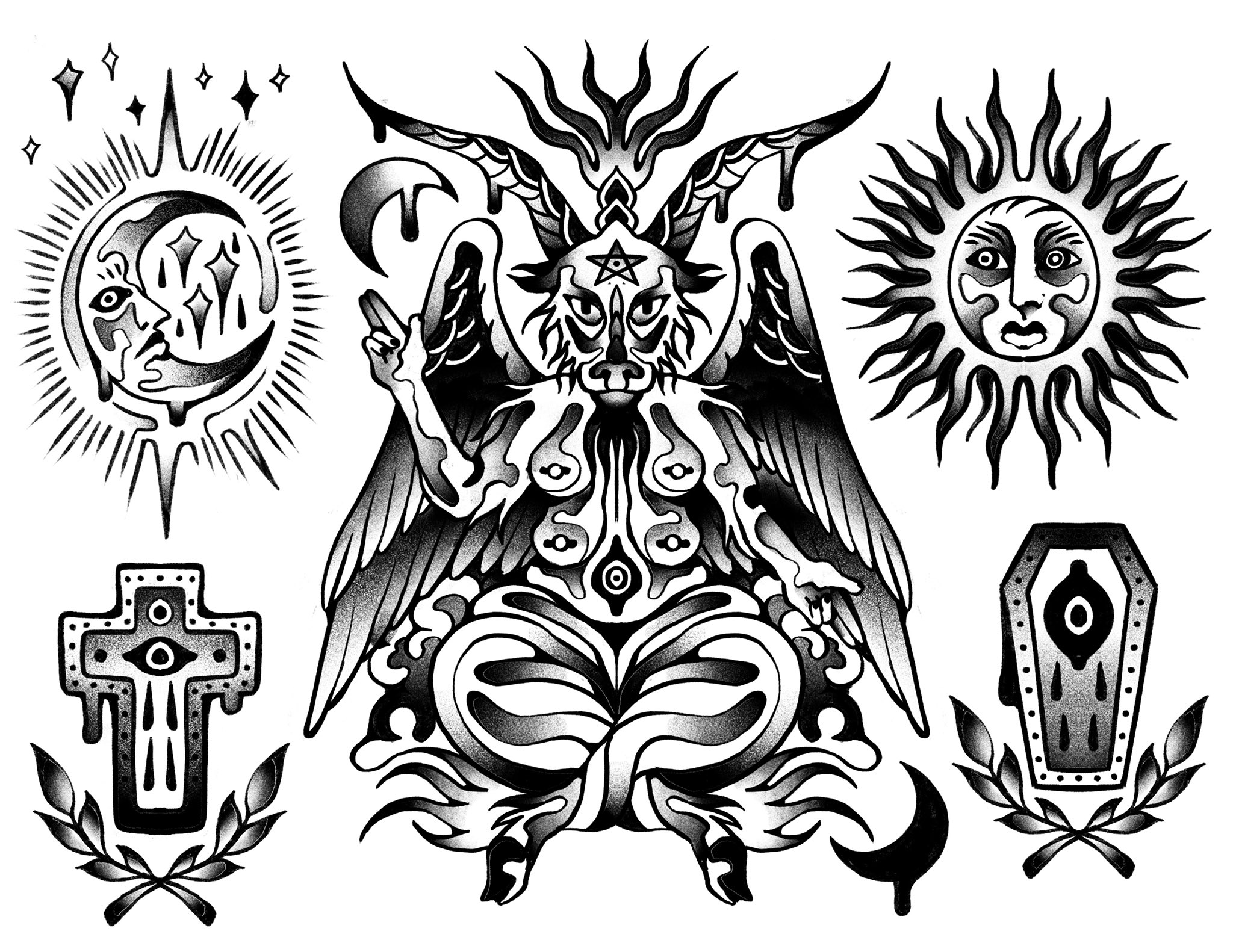 Baphomet Tattoo Flash