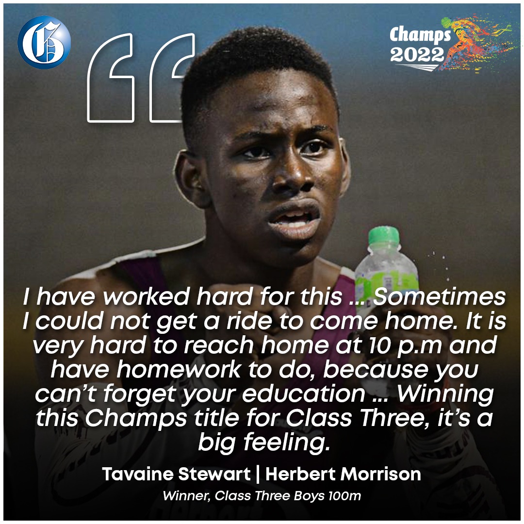 Jamaica Gleaner on Twitter: "#Champs2022: In capturing the Boys Class Three 100m title, Herbert ...