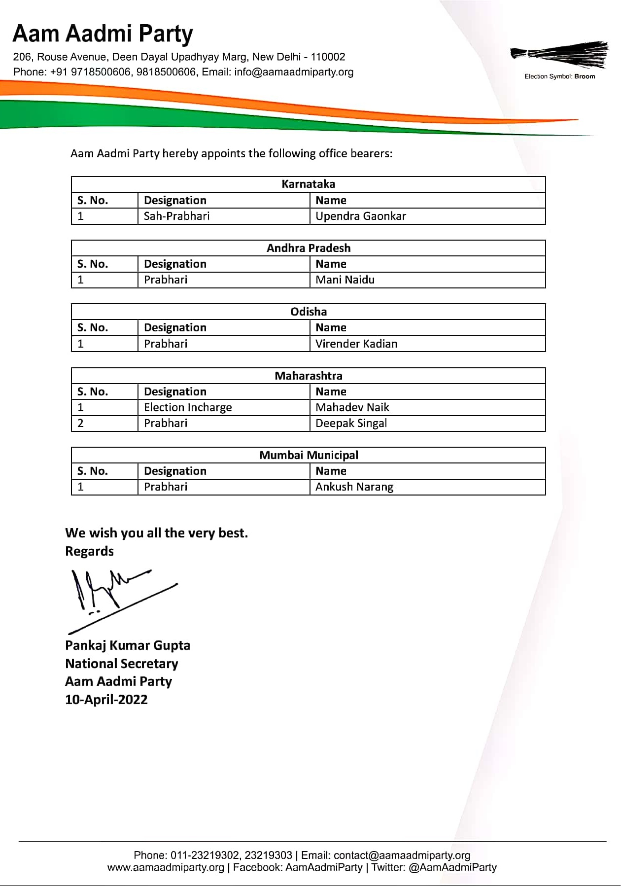 Aam Aadmi Party Membership Form