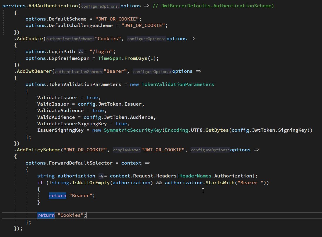 Rick Strahl on Twitter: "After a lot of futzing around I got Cookie *and* Bearer Token Auth to ...