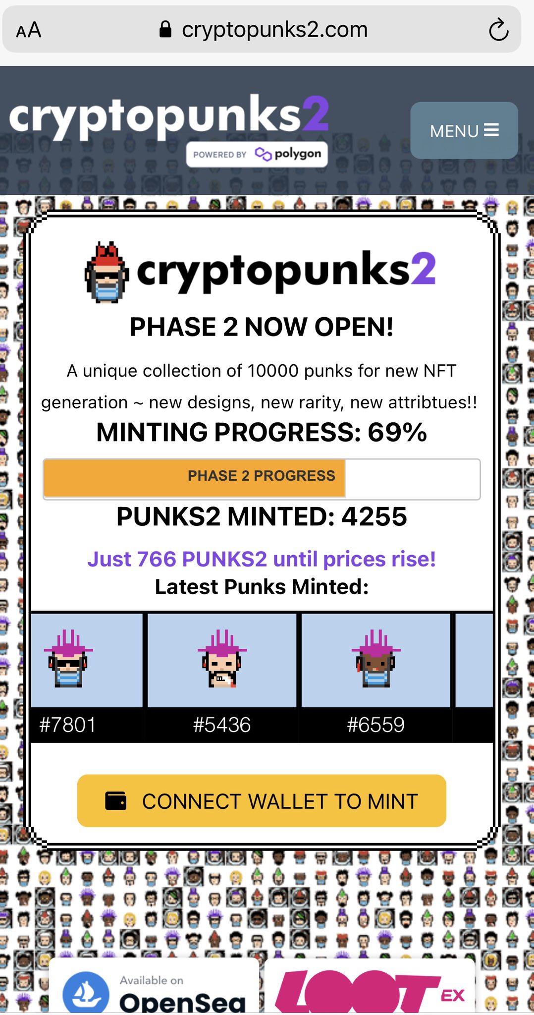 Crypto Punks 2~ punks collection for Polygon 💜 on Twitter: "🔥4255 Crypto Punks 2 minted! 🔥 🔥Less ...