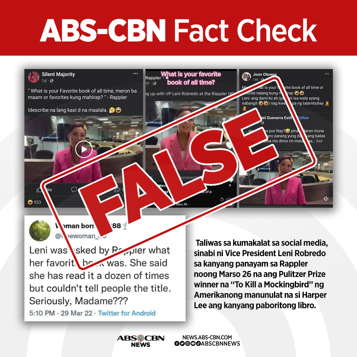 ABS-CBN Fact Check on Twitter: "#ABSCBNFactCheck Rating: FALSE Hindi totoong hindi masabi ni ...