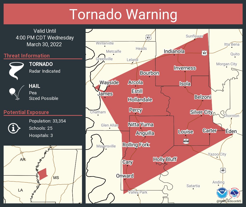 NWS Tornado on Twitter: "Tornado Warning including Indianola MS, Hollandale MS, Moorhead MS ...