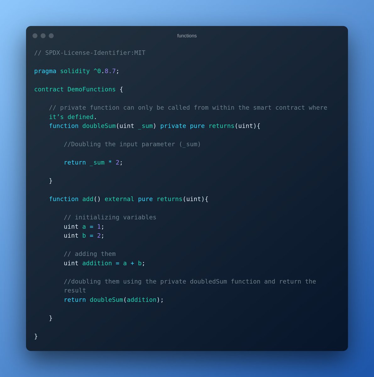 Web 3 Solidity - Functions in Solidity Knowing and understanding functions in Solidity is a base ...