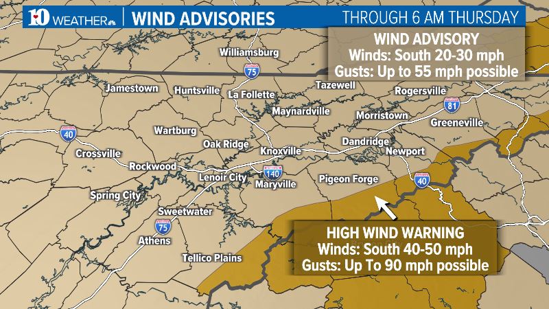 Wbir Weather On Twitter Tonight A Wind Advisory And High Wind
