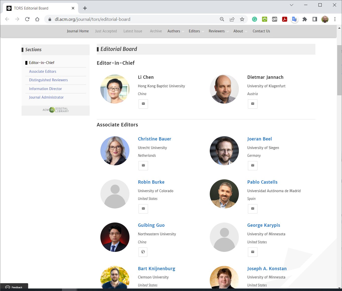 ACM Transactions on Recommender Systems (ACM TORS) (@ACM_TORS) / Twitter