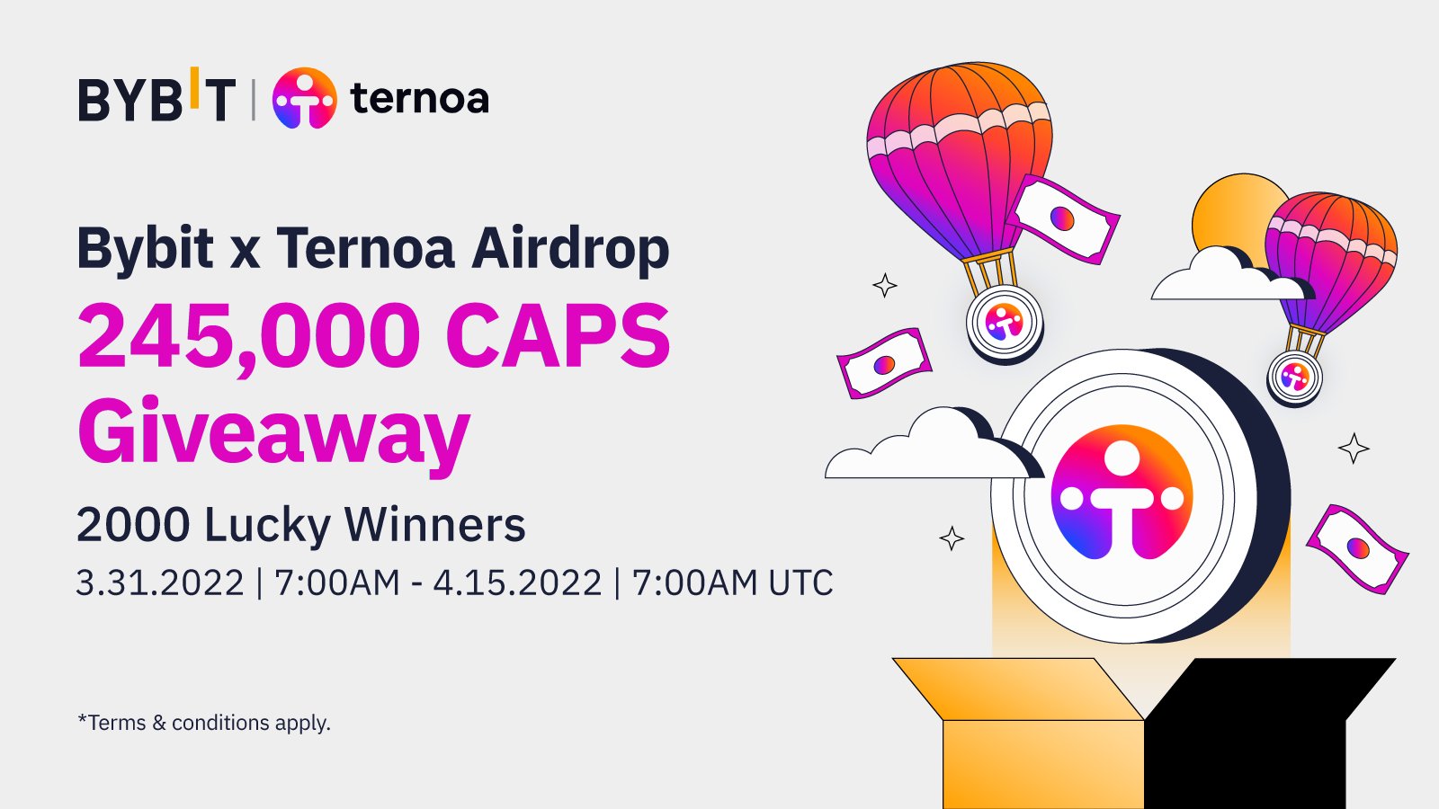 BYBIT 🦍 on Twitter: "🔥 Bybit X Ternoa Airdrop! We're giving away 122,500 $CAPS to 1,200 winners ...