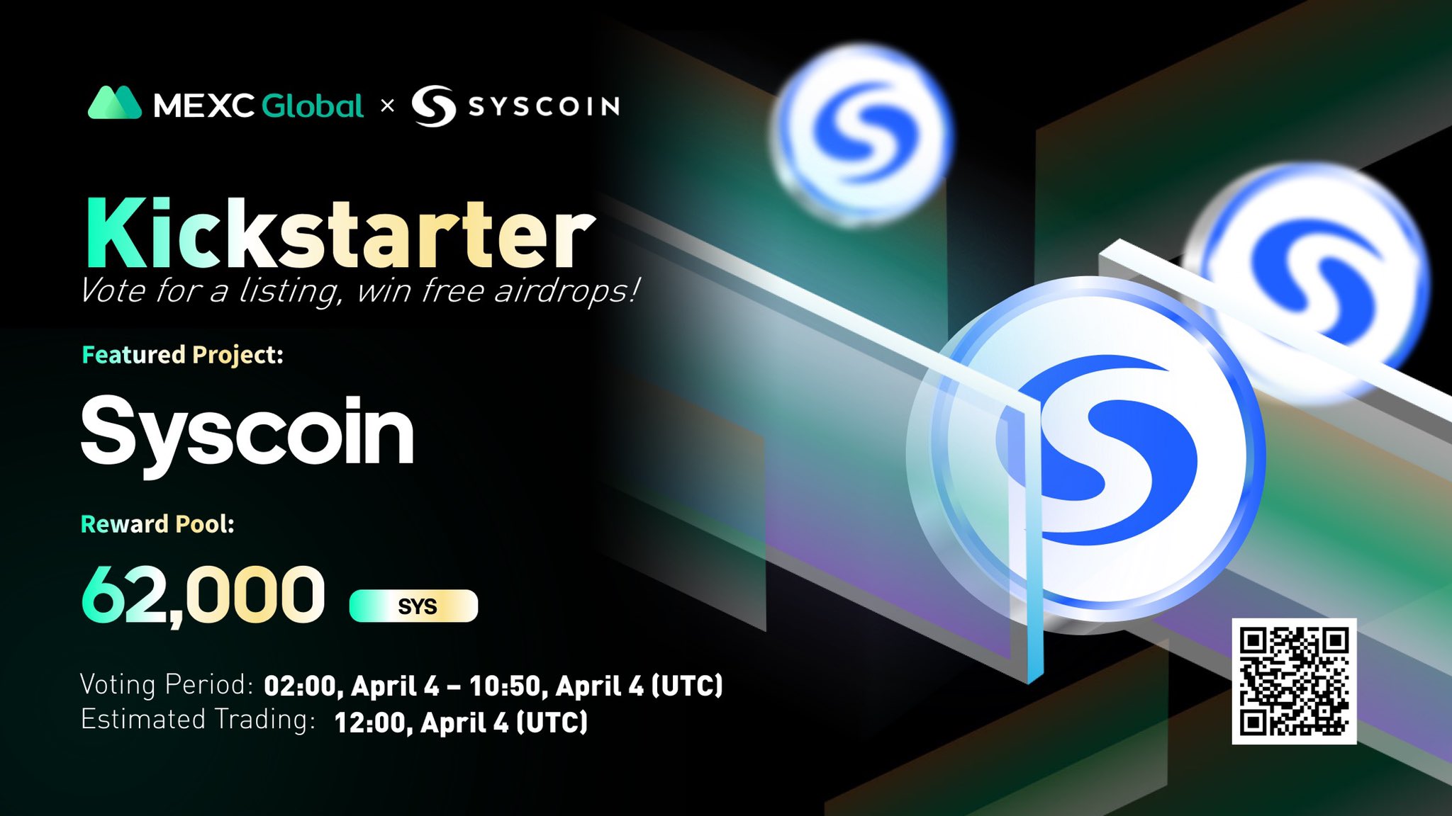 MEXC Global on Twitter: "Presenting the new #Kickstarter session with @syscoin 🗳Vote with $MX to ...