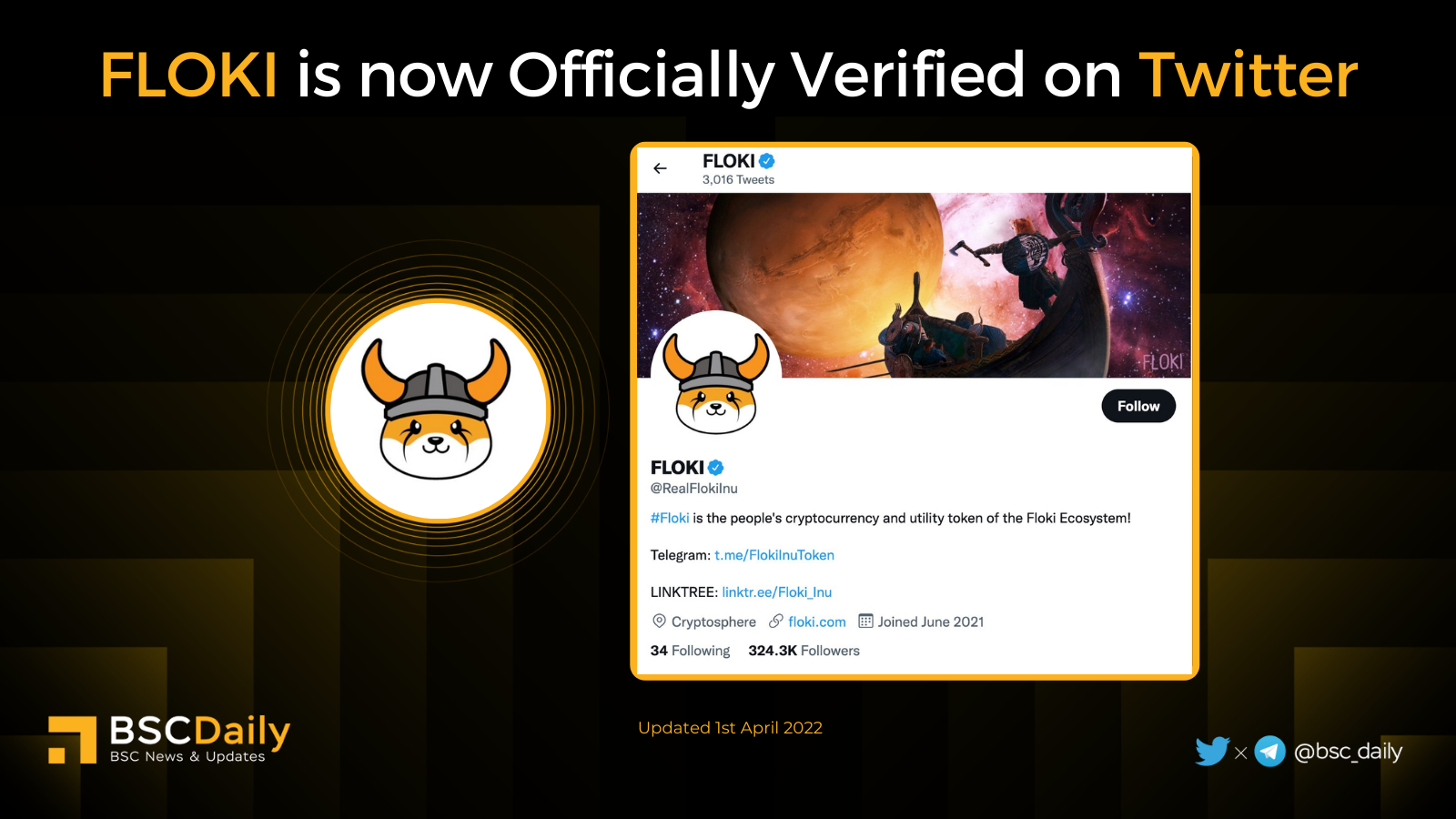 BSCDaily on Twitter: "🎉 @RealFlokiInu is now Official Verified on #Twitter 🚀 🔥 #Floki is the ...