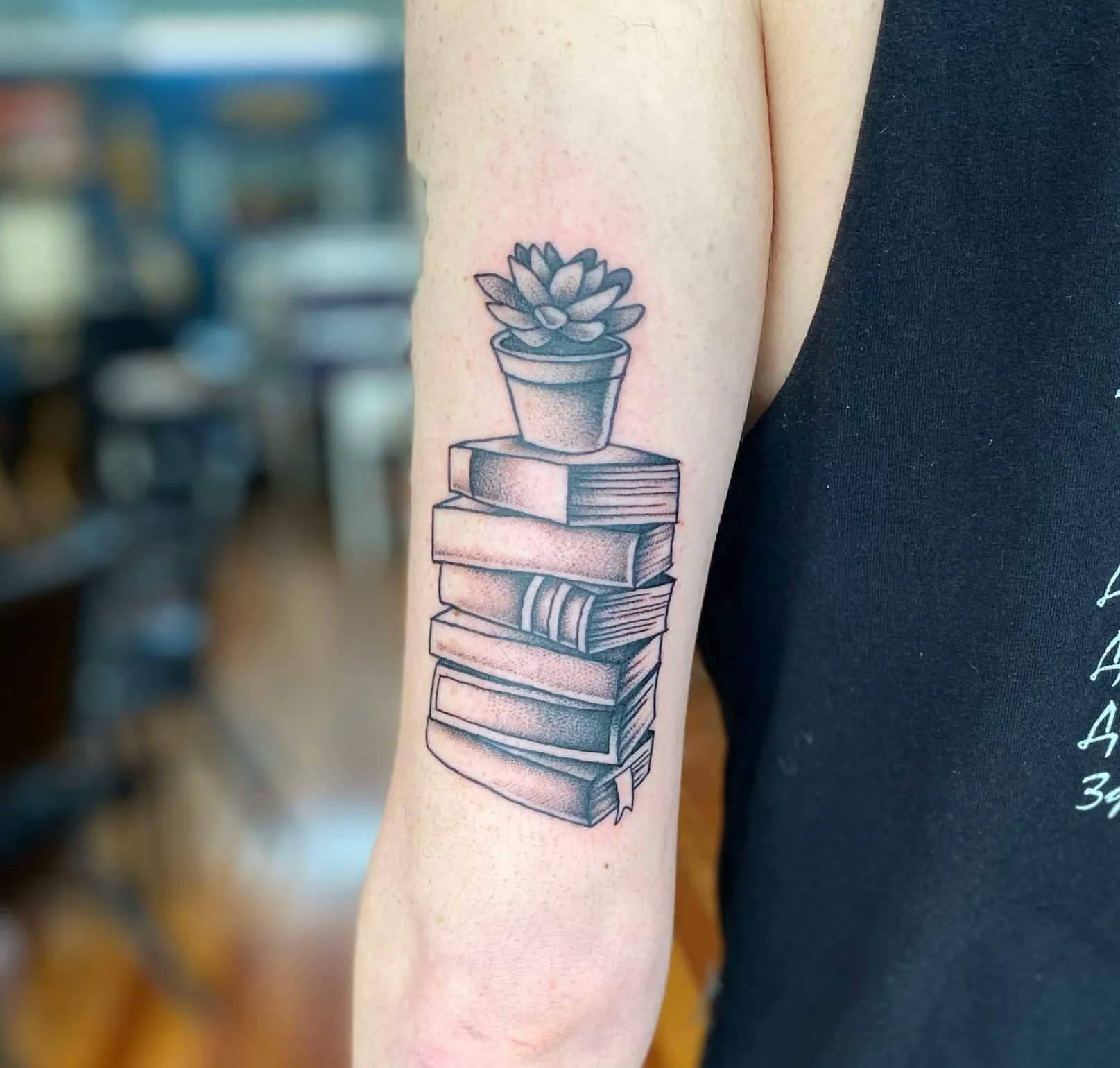 Stack Of Books Tattoo Designs