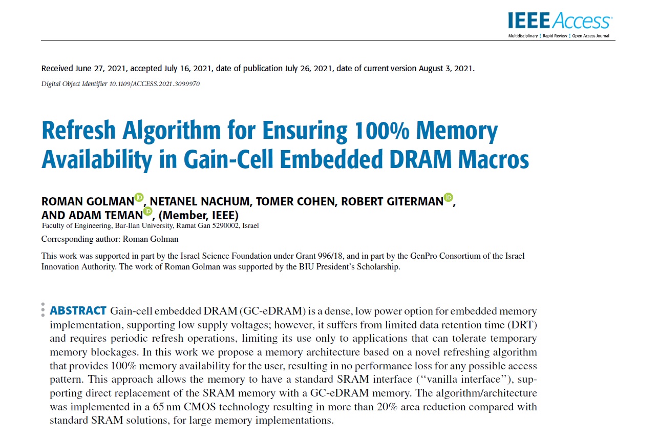 OGAWA, Tadashi on Twitter: "=> "Refresh Algorithm for Ensuring 100% Memory Availability in Gain ...