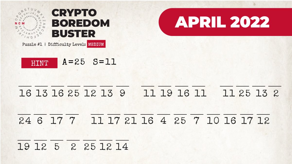 National Cryptologic Museum on Twitter: "Crypto Boredom Busters debuted ...