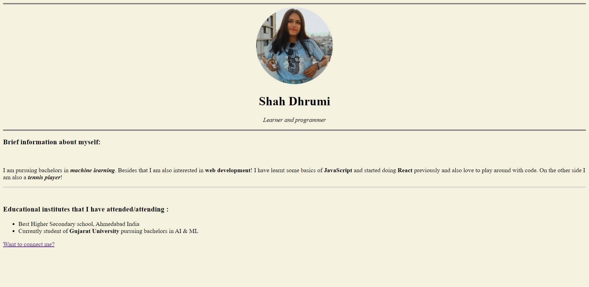 Dhrumi Shah on Twitter: "Here is how my personal website looks👀: https://t.co/VD28iKTlTm" / Twitter