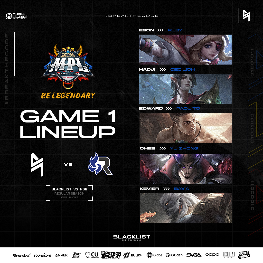 Blacklist International on Twitter: "Let's G. Game 1 vs. RSG #BreakTheCode | #MPLPhilippines ...
