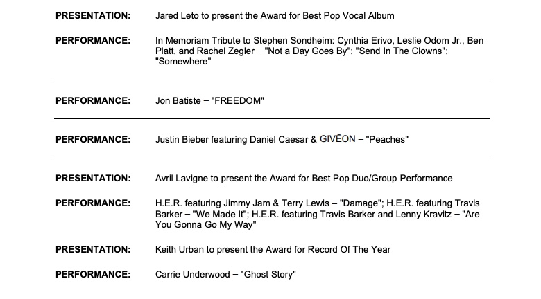 adriana⁷ on Twitter: "grammy schedule: bts award somewhat soon https://t.co/zzRreZCbU0" / Twitter