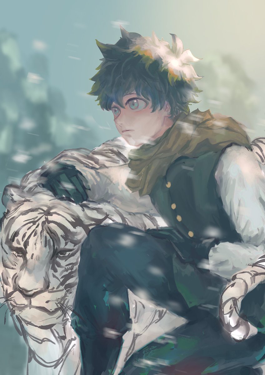 「deku and white tiger😄 」|taro🌵のイラスト