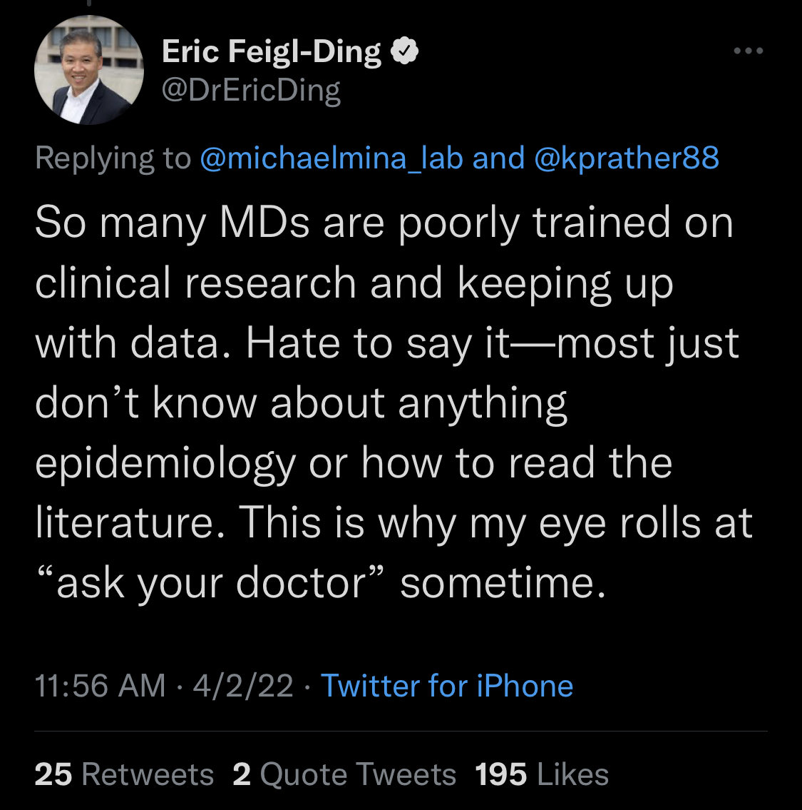 Nick Mark MD on Twitter: "Guy who dropped out of medical school and cosplays in a white coat ...