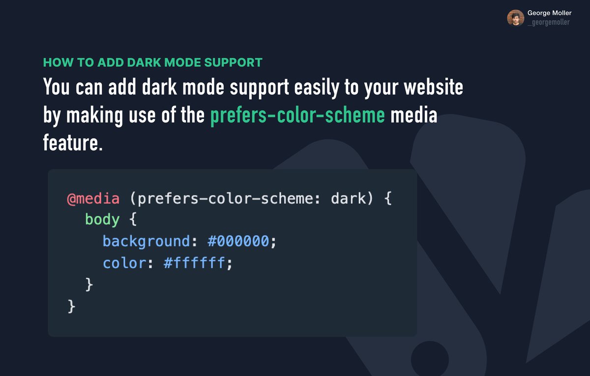 🔥 Do you know how to add dark mode support in CSS? Small thread 👇 https ...