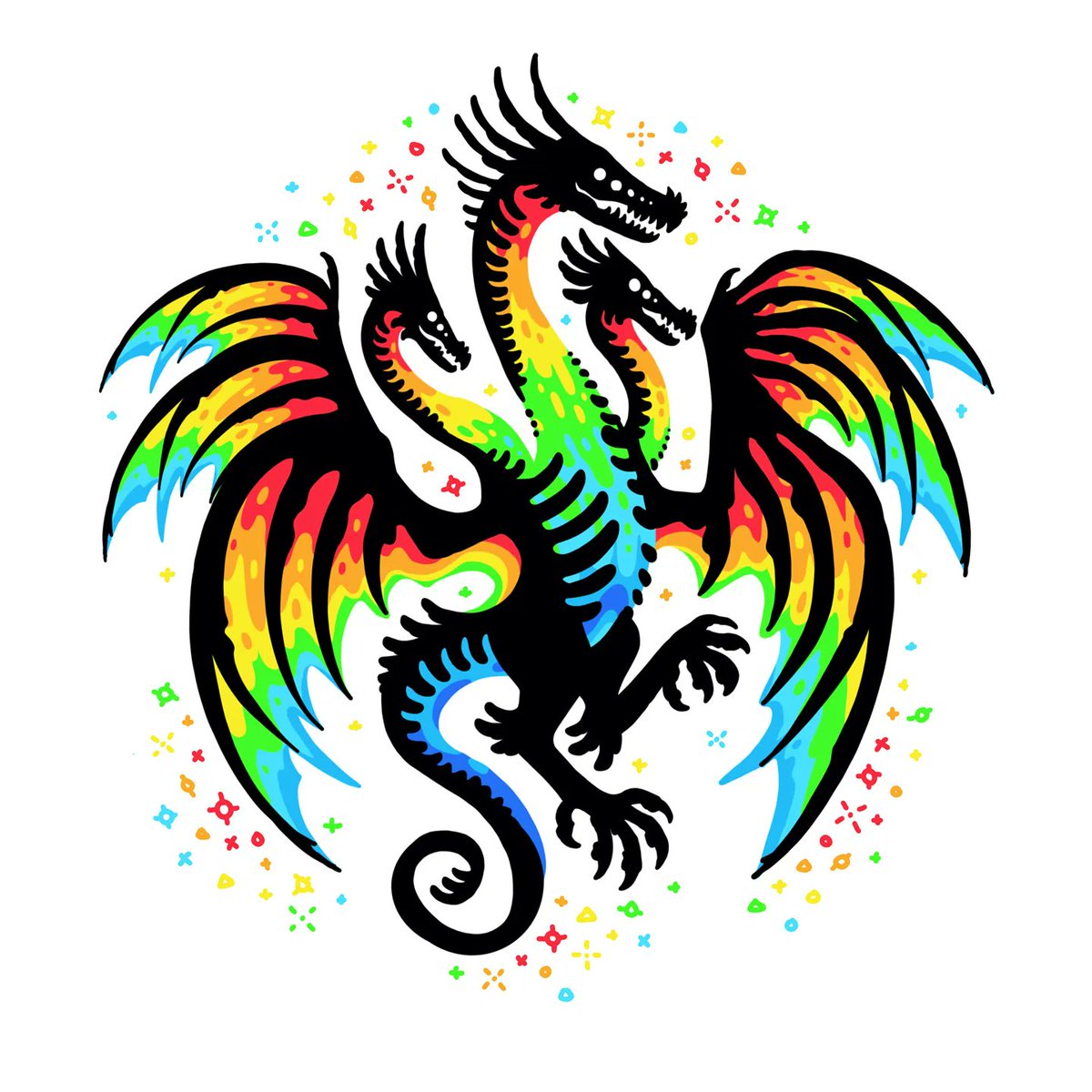 🌈 Rainbow hydra taking flight! What ot」|Diana 🐦 🇨🇦のイラスト