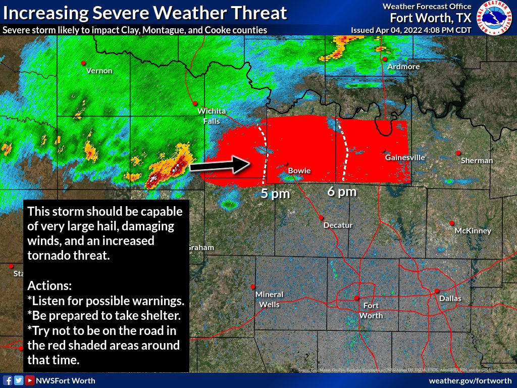 Nws Fort Worth On Twitter 4 10 Pm A Severe Thunderstorm Near Archer