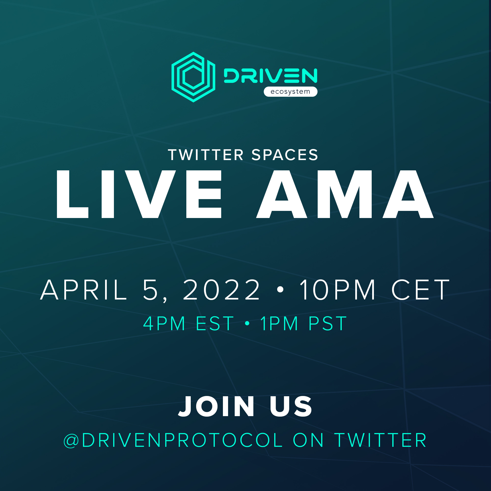 DRIVENx on Twitter: "Make sure to join us on Twitter Spaces on April 5th at 10 pm CET to ...