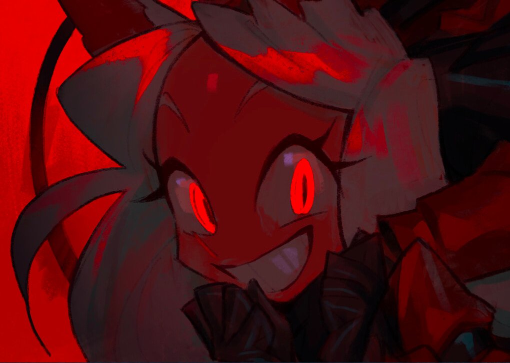 cerberus (helltaker) red eyes smile demon girl 1girl long hair red ...