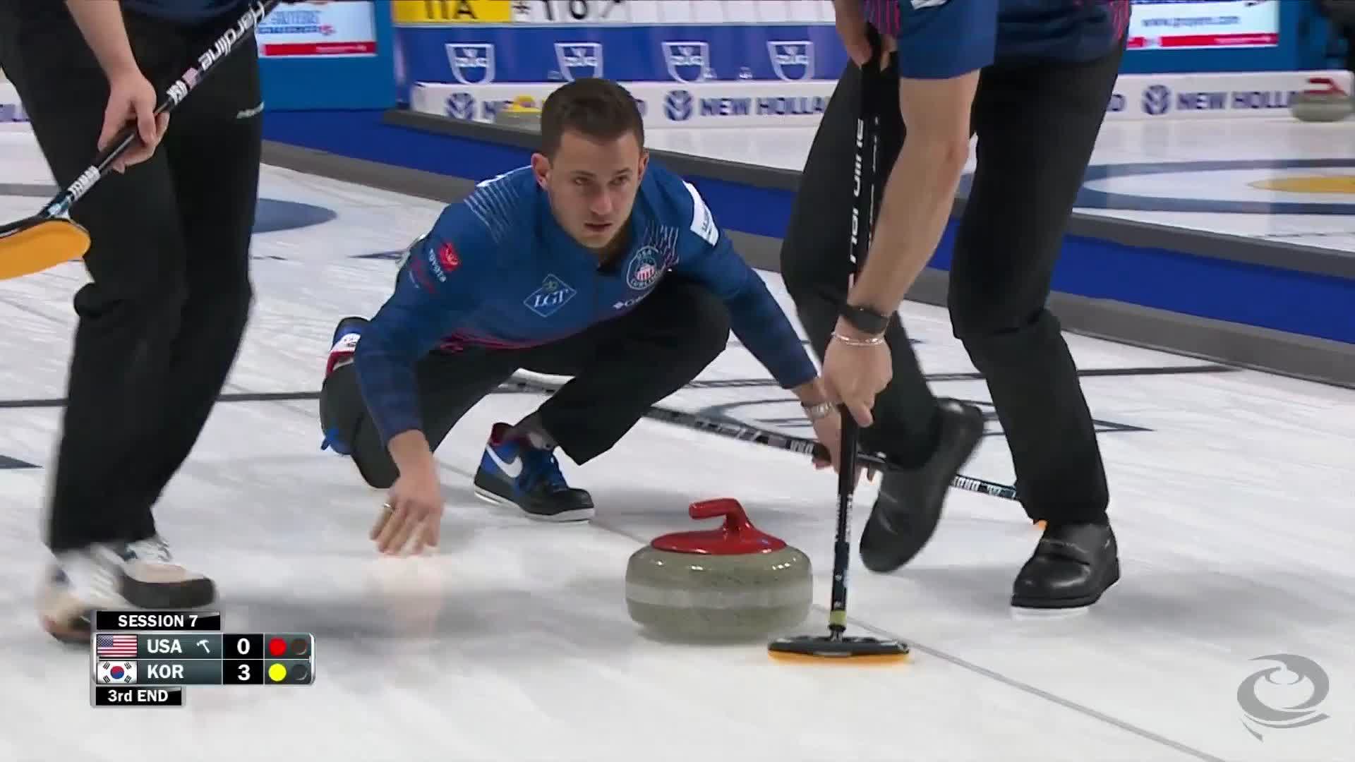 World Curling on Twitter: "Great double takeout from the US 🇺🇸 to lie three! Watch the ...