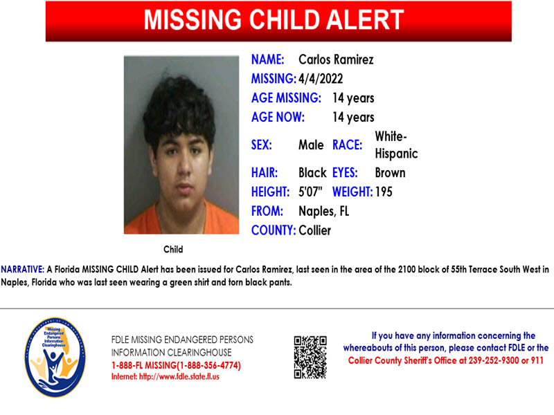 FDLE on Twitter: "PLEASE SHARE! FL MISSING CHILD Alert for Carlos Ramirez, 14yo white-hispanic ...