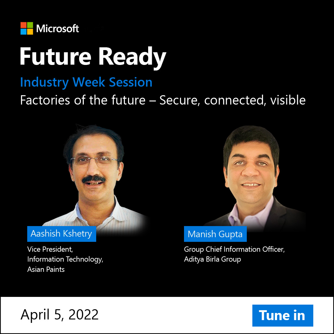 Microsoft India on Twitter: "Next up at #FutureReady Industry Week, Aashish Kshetry, VP IT ...