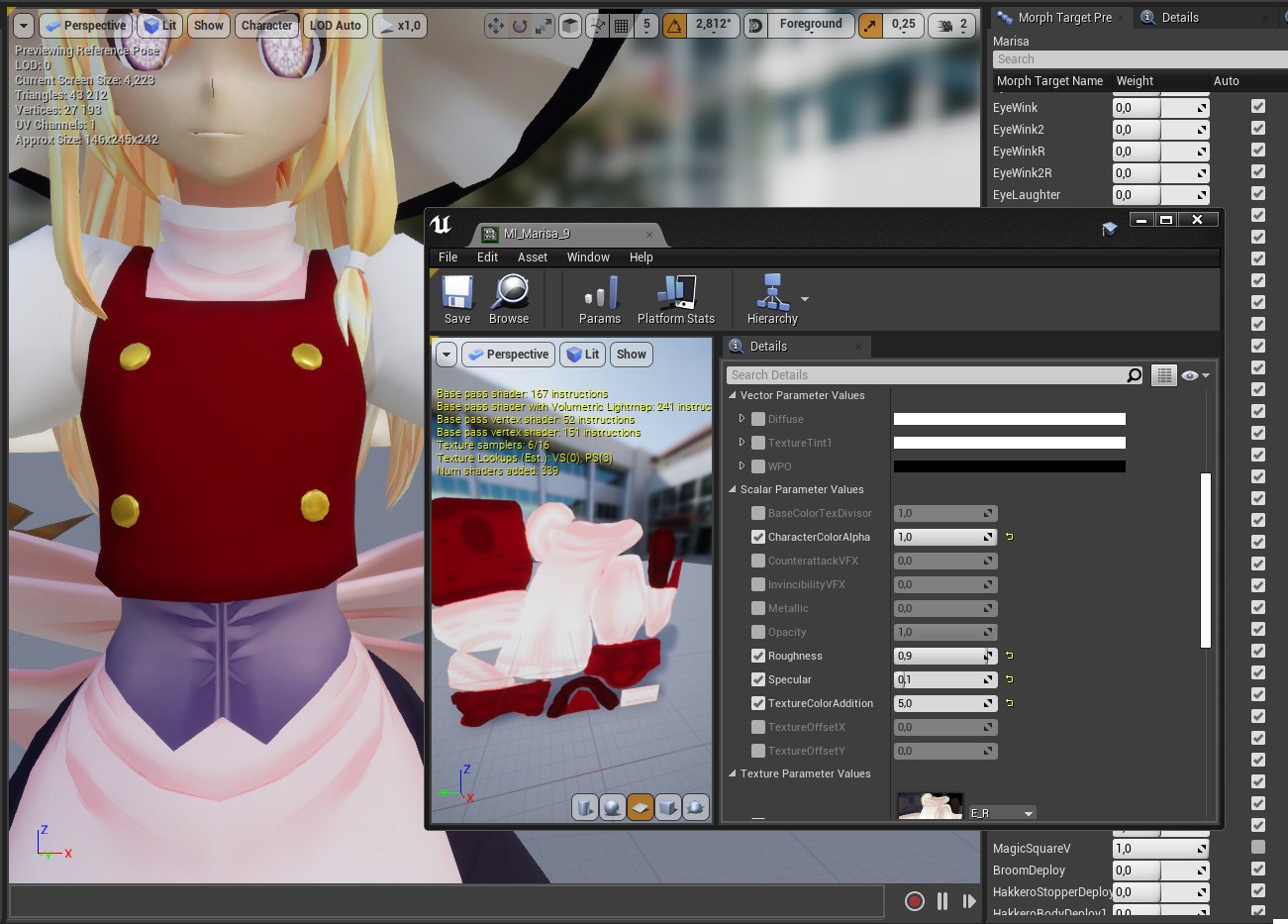 Animamundi on Twitter: "#MMD #東方MMD With new #UE4 Instanced Materials, Character Color can be ...