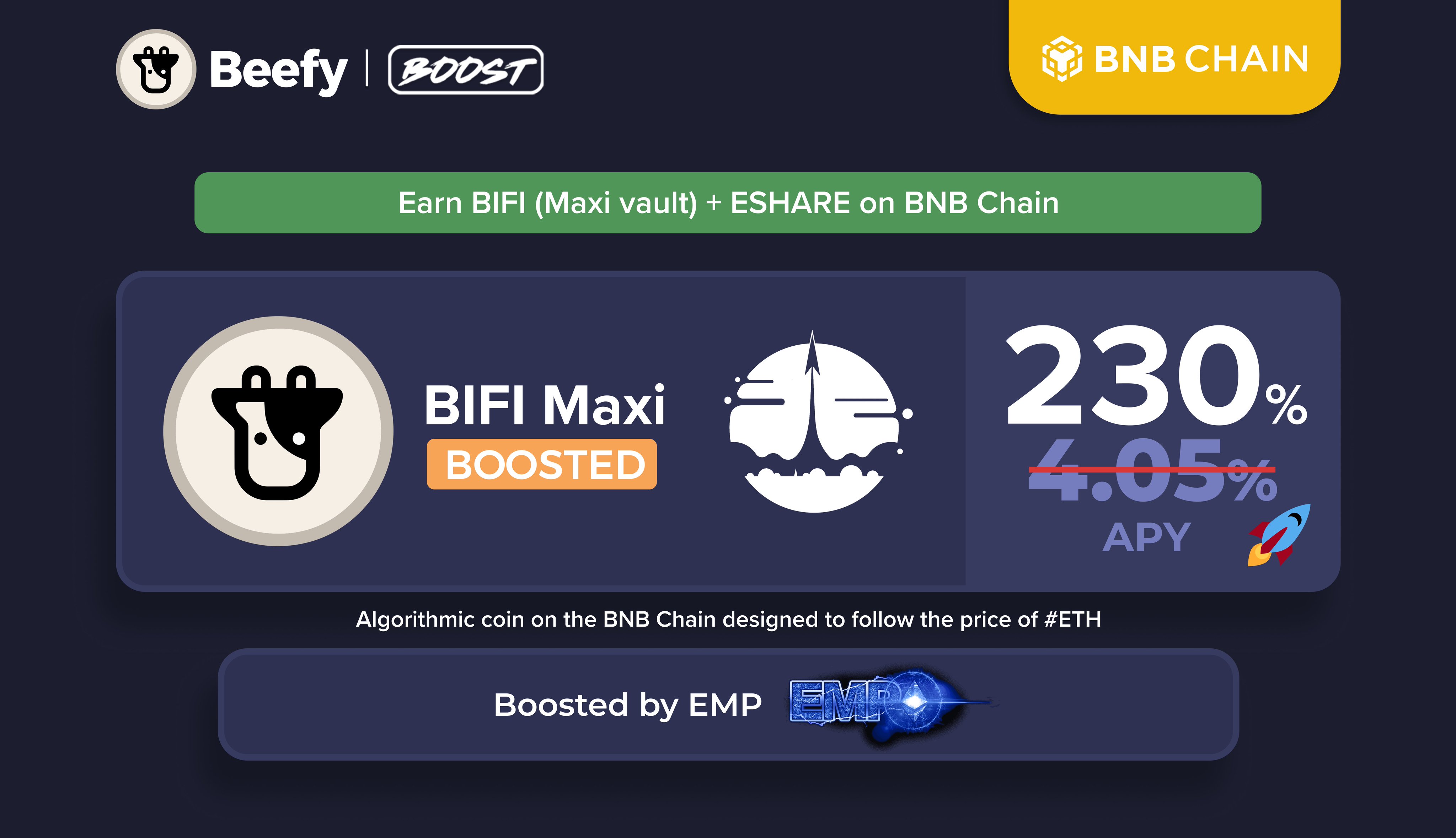 Beefy Finance on Twitter: "The #BIFIMaxi vault boost by @empmoneybsc is live on @BNBCHAIN 🔥 ...