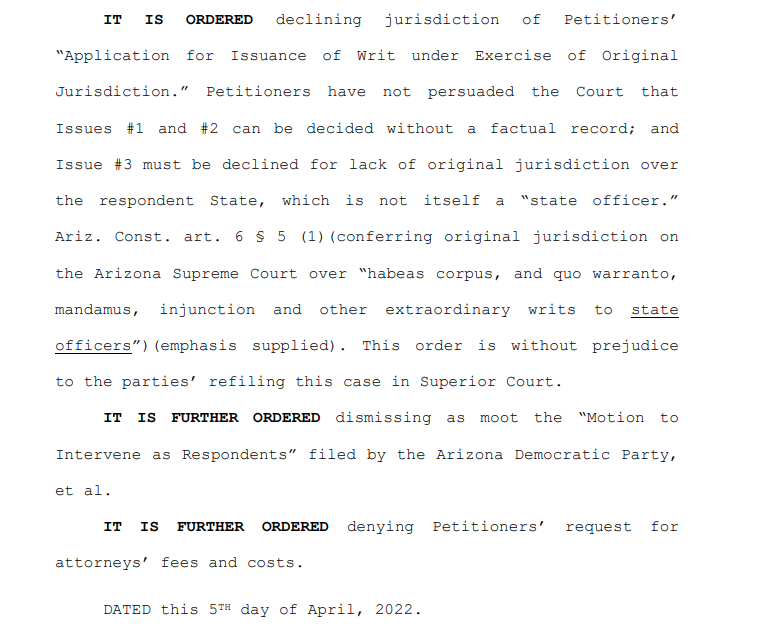 The AZ - abc15 - Data Guru on Twitter: "JUST IN: AZ Supreme Court declines jurisdiction in Hobbs ...
