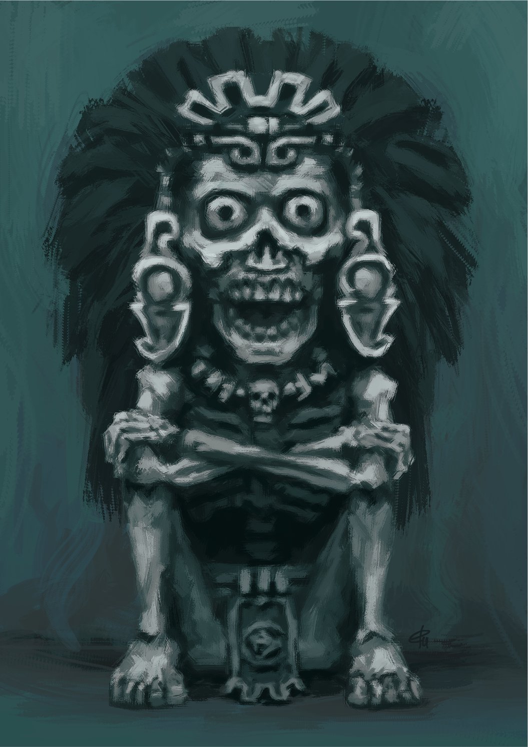 Aztec God Of Death Drawing