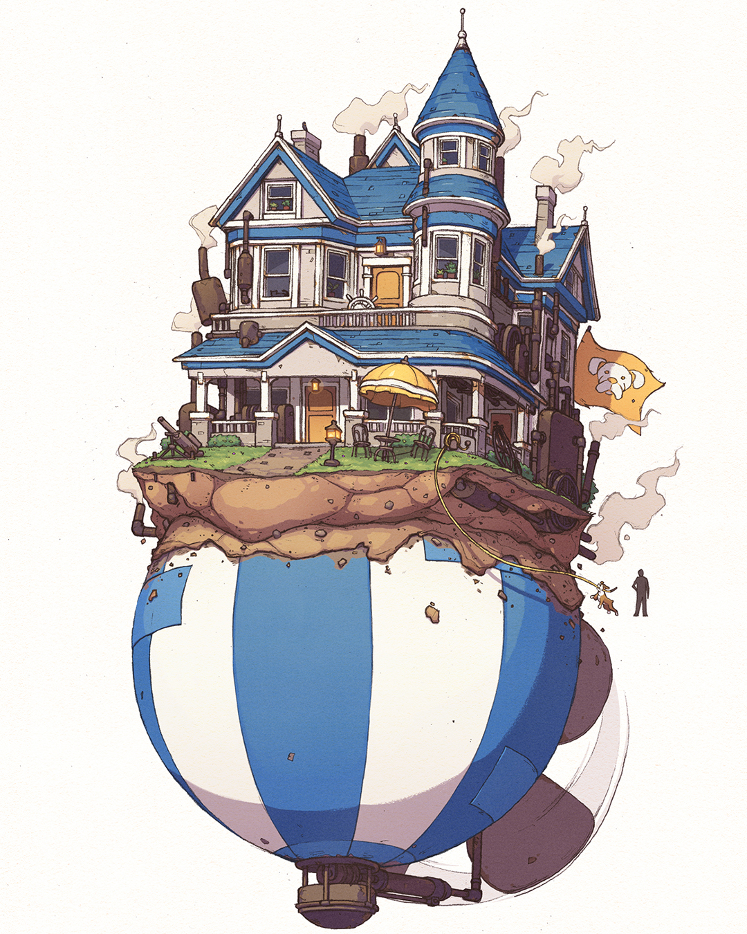 Up Flying House Drawing