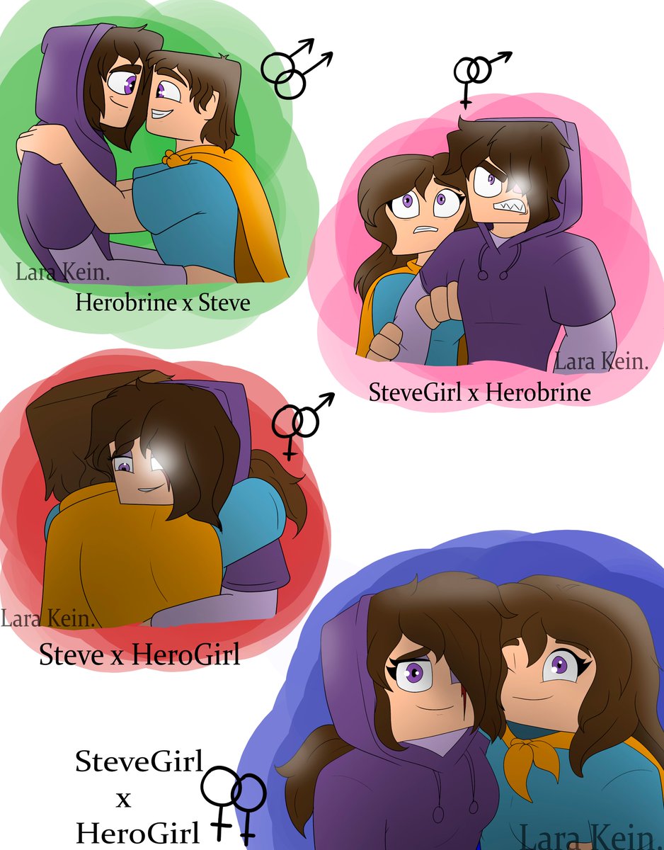 Herobrine And Steve And Notch