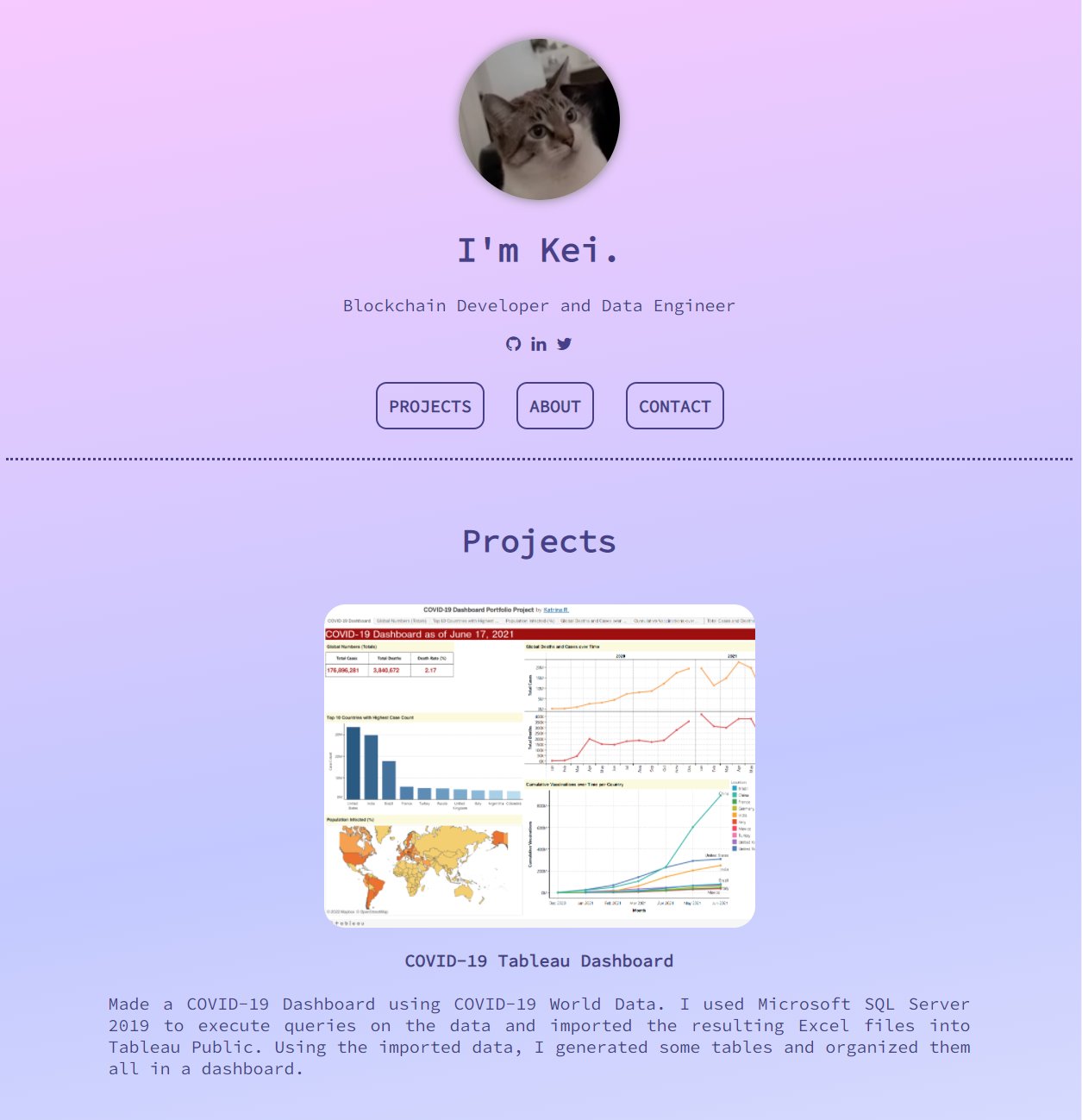 Kei on Twitter: "Day 7 of #100DaysOfCode! Continued working on my portfolio website Continued ...