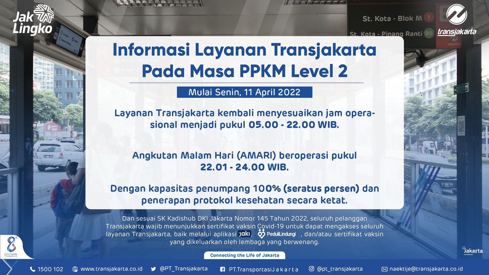 Transportasi Jakarta on Twitter: "Sahabat TiJe, mulai Senin, 11 April 2022, layanan Transjakarta ...
