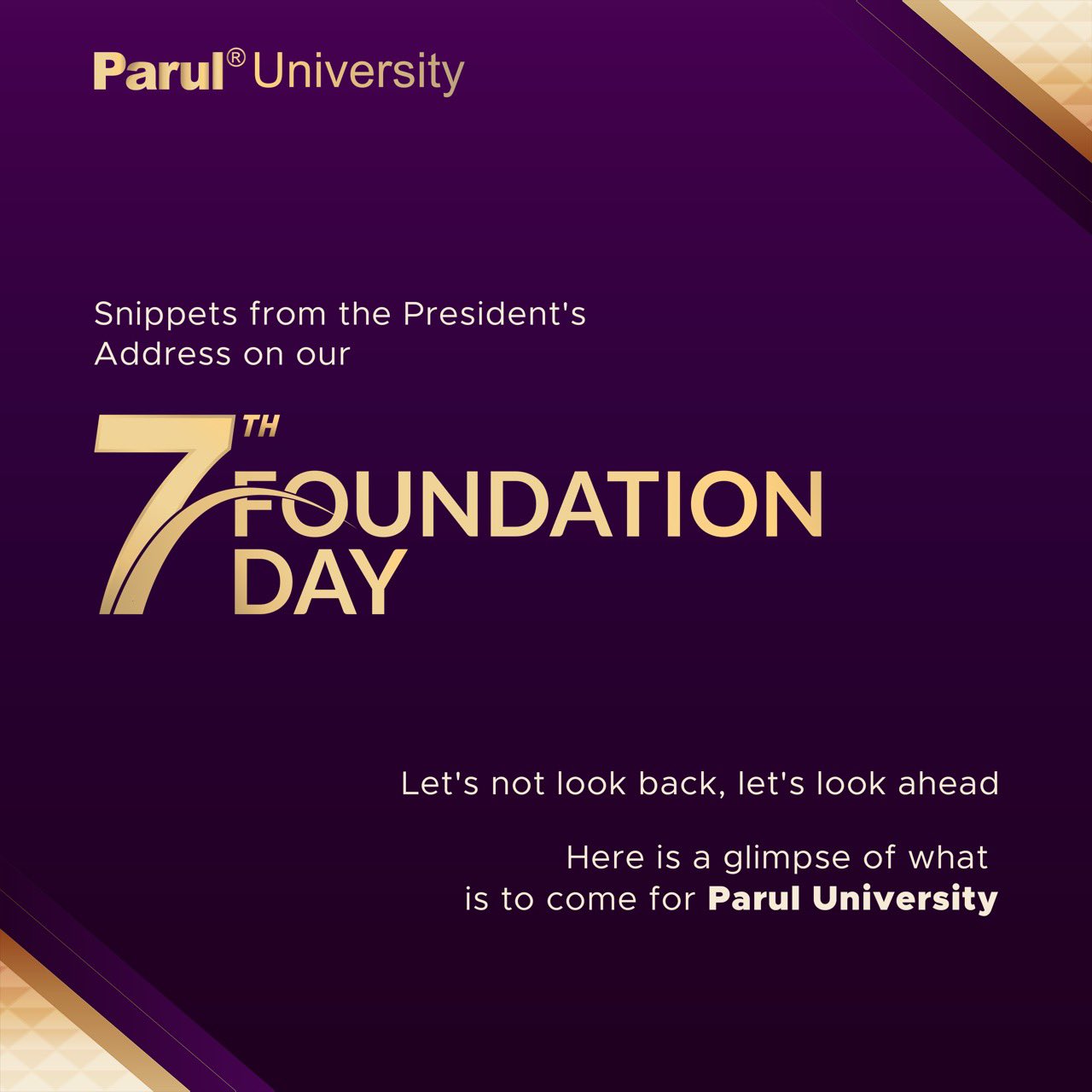 DEVANSHU on Twitter: "Some exciting announcements made yesterday on 7th Foundation Day of Parul ...