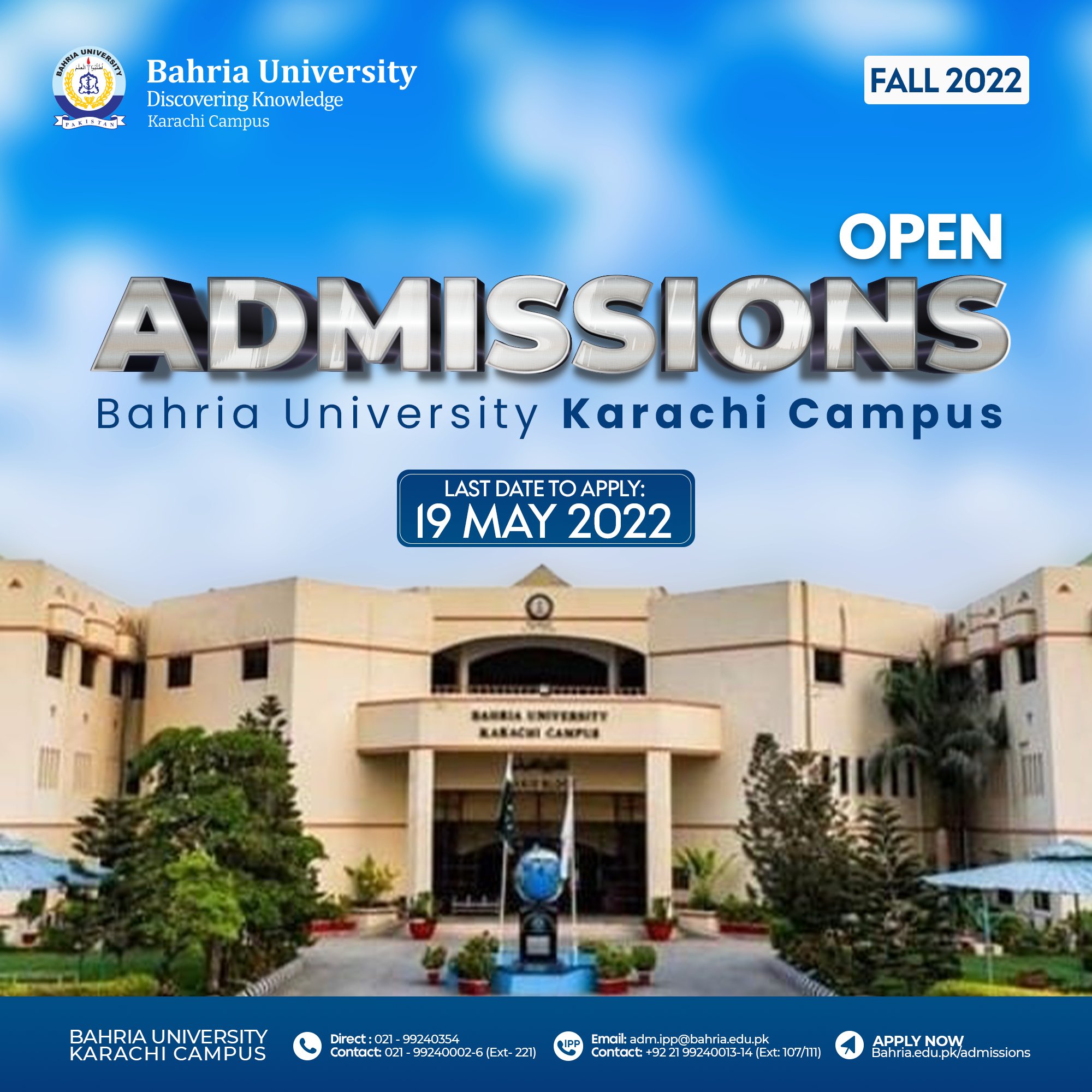 Bahira University Karachi Campus on Twitter: "𝗔𝗗𝗠𝗜𝗦𝗦𝗜𝗢𝗡𝗦 𝗢𝗣𝗘𝗡 FALL Admissions are open in Bahria ...