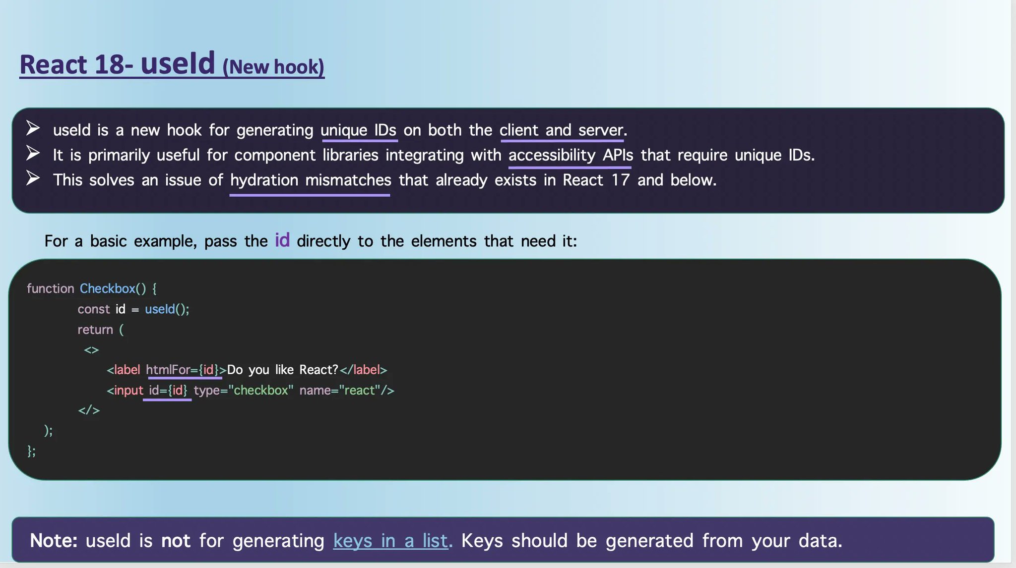 eXperienceEngineering on Twitter: "React 18 series - New hook : useId https://t.co/QRdmoCsYzO ...