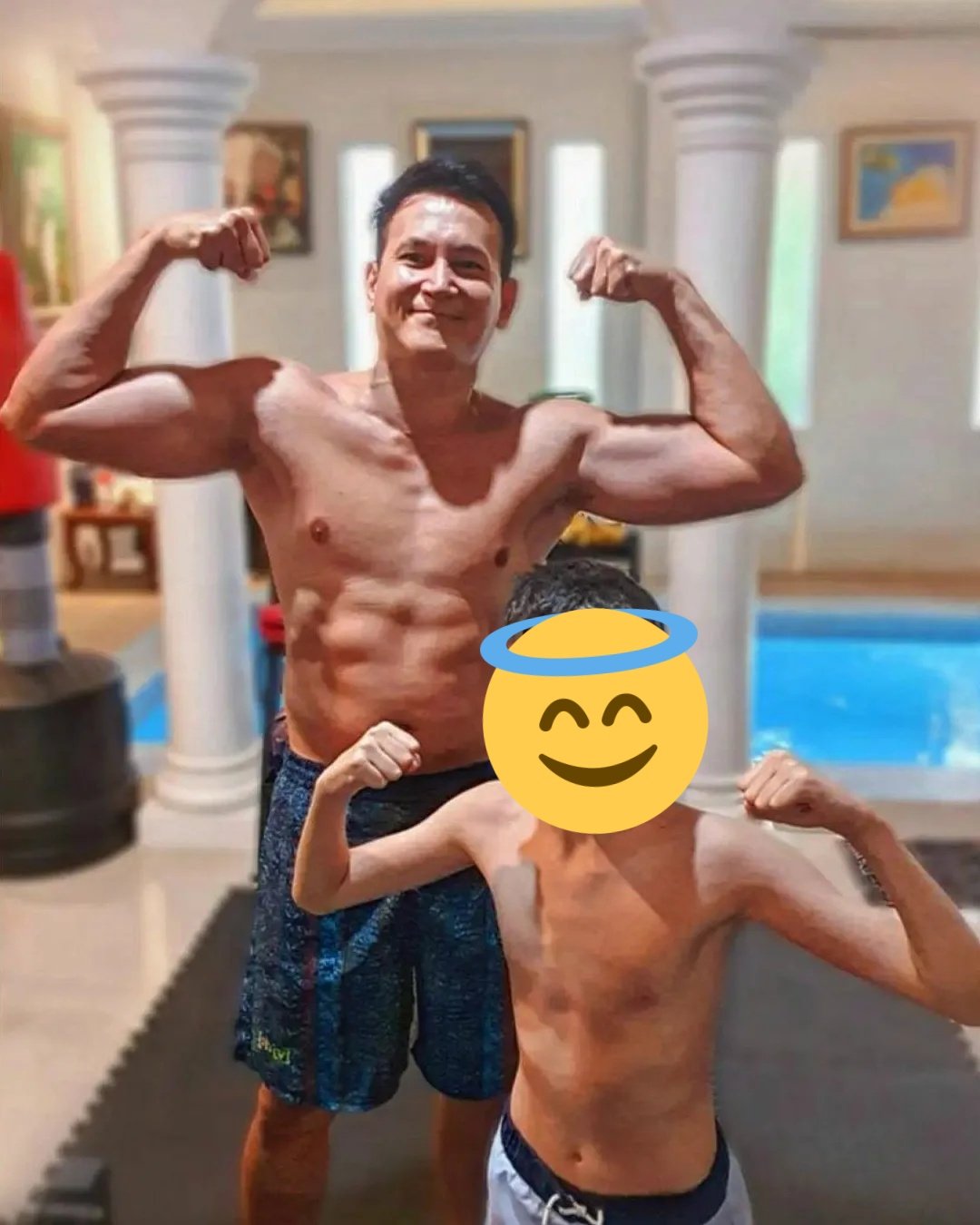 MRVVIP on Twitter: "Marcelino Lefrandt shirtless pose with son. #selebwatch https://t.co ...